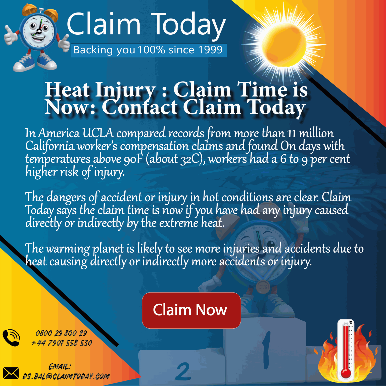 Heat Injury : Claim Time is Now: Contact Claim Today - Claim Today